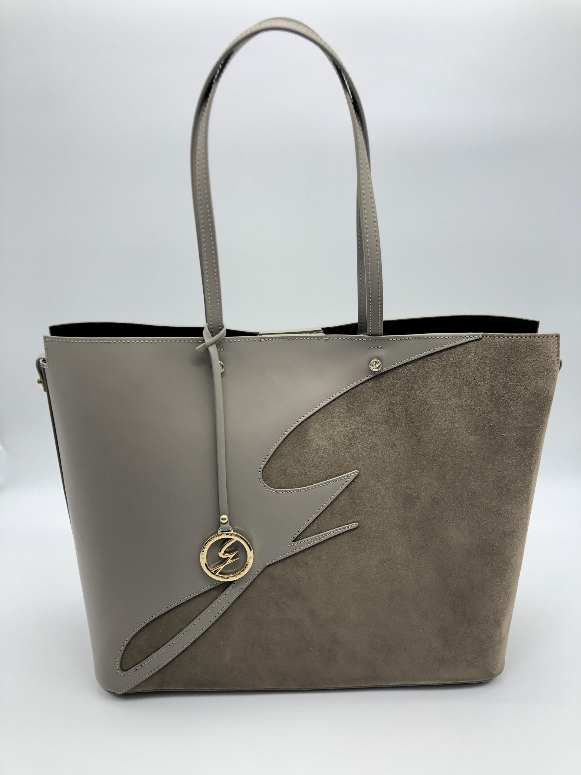 Gattinoni Vicky Double Handle Bag Leather/Suede Taupe | Iconed.it