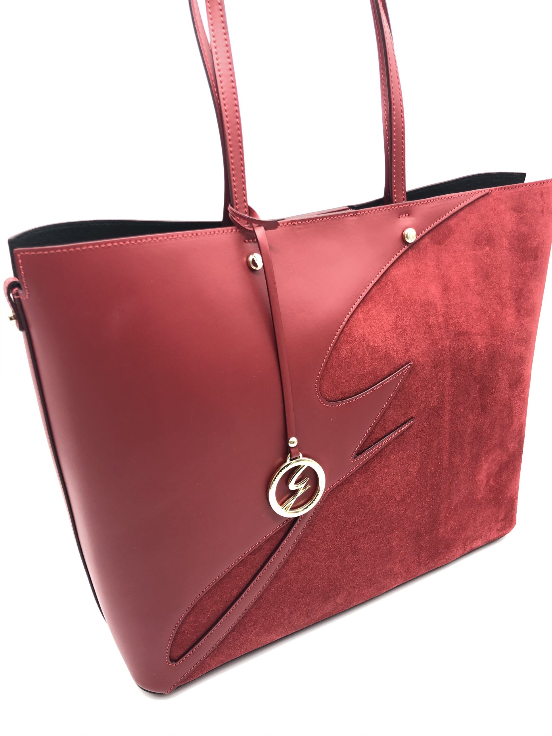 Gattinoni Vicky Double Handle Bag Leather/Suede Red | Iconed.it