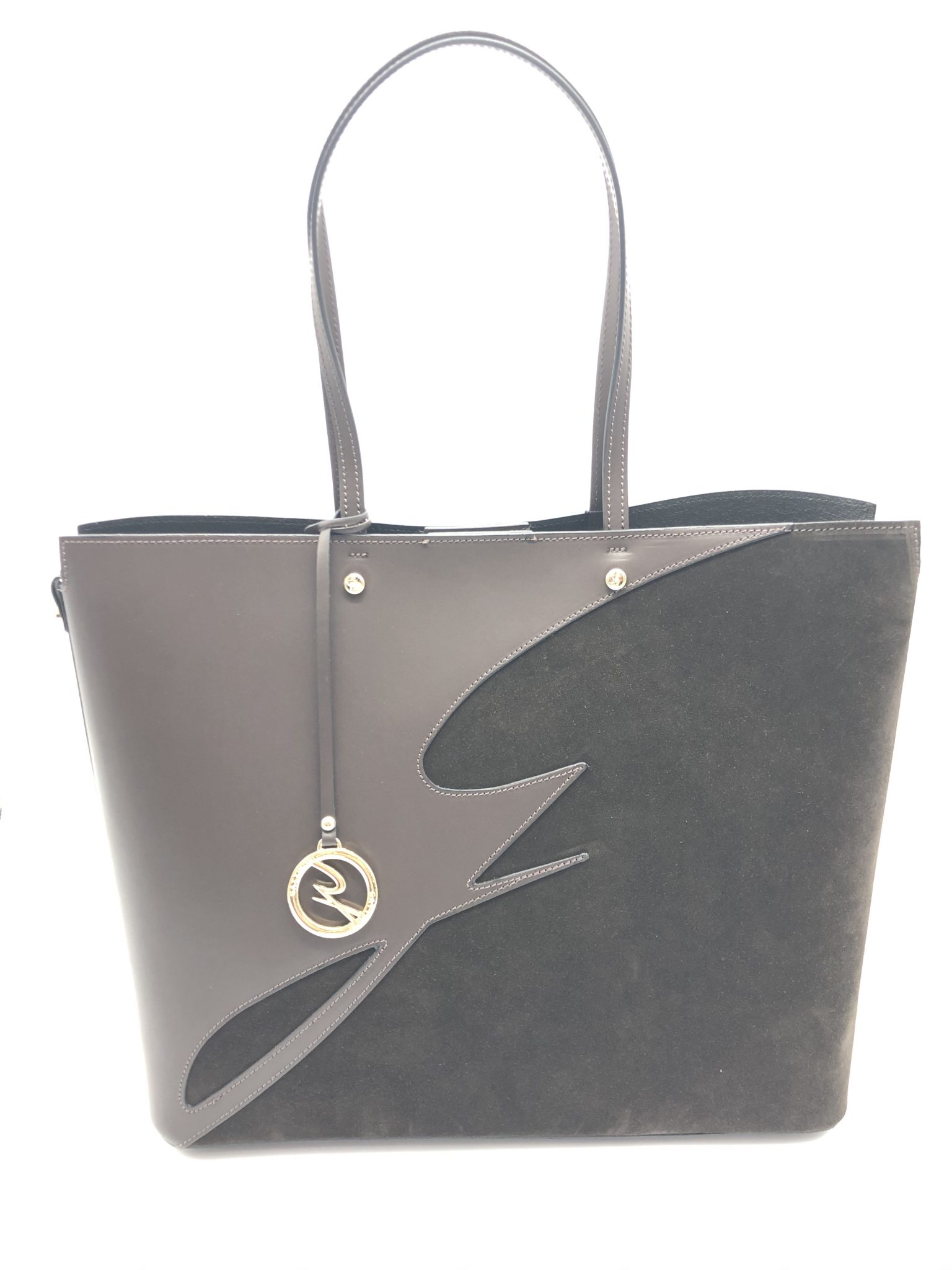 Gattinoni Vicky Double Handle Bag Leather/Suede Dark Brown | Iconed.it