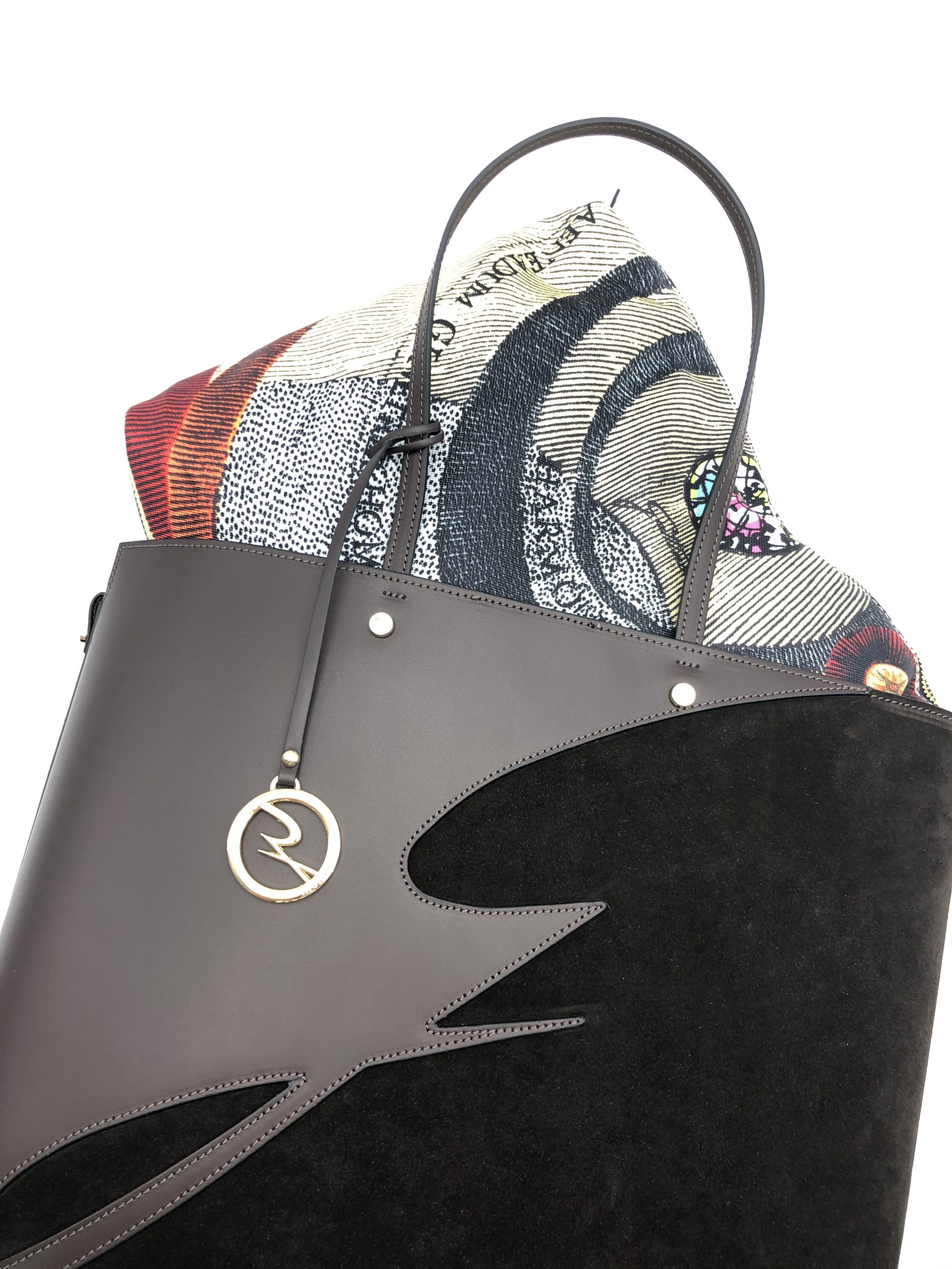 Gattinoni Vicky Double Handle Bag Leather/Suede Dark Brown | Iconed.it