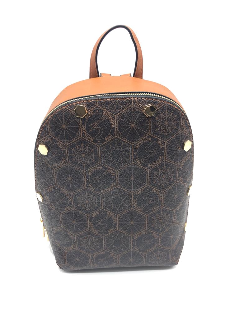 Gattinoni Teodosia Backpack Bag PVC / PU Brown/Tan | Iconed.it