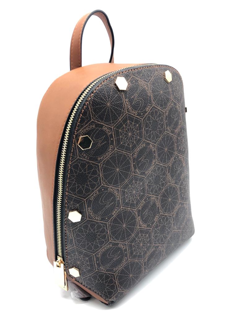 Gattinoni Teodosia Backpack Bag PVC / PU Brown/Tan | Iconed.it