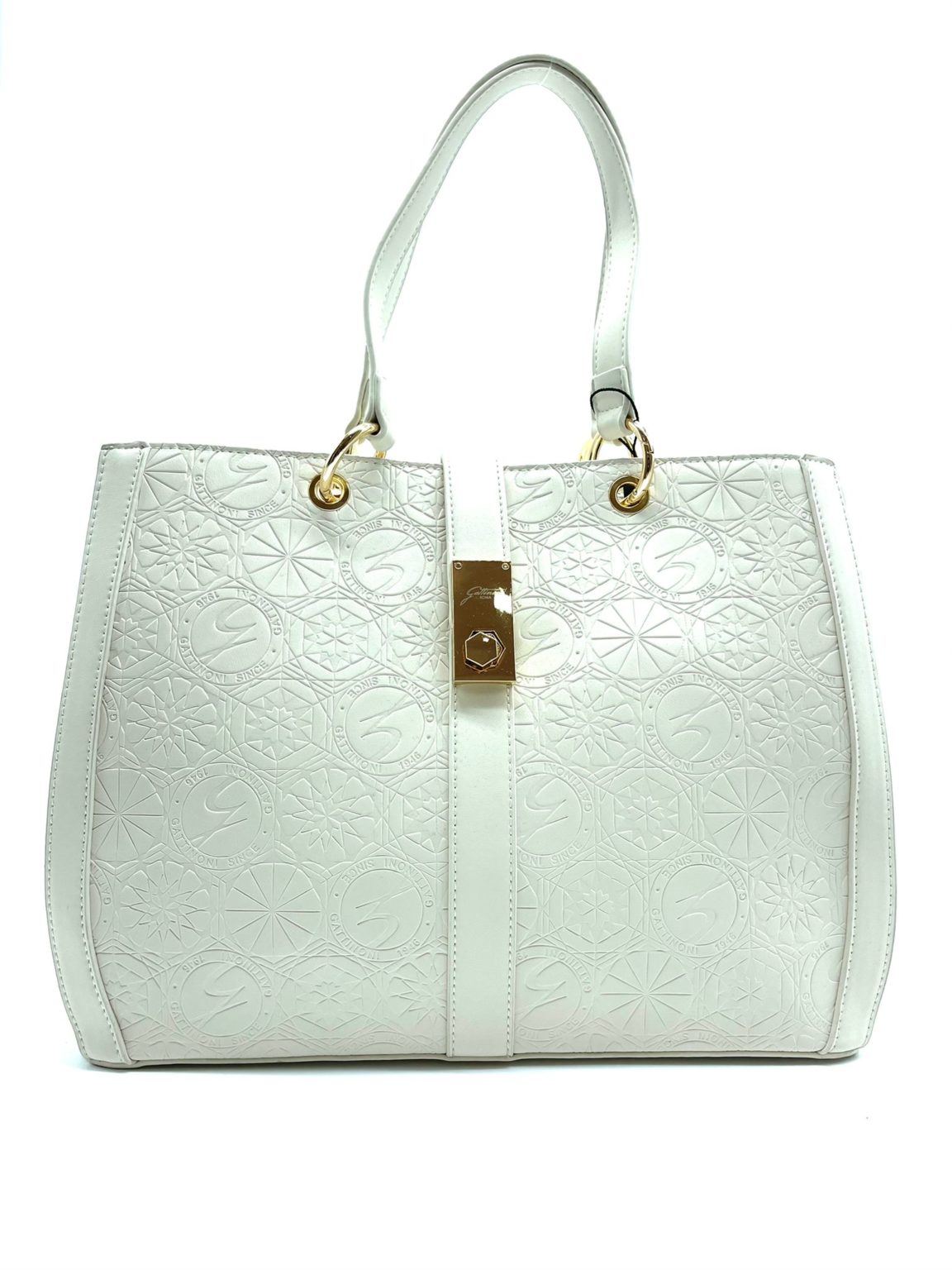 Gattinoni Roma Margaret Doub.Handle Bag PU Ivory | Iconed.it